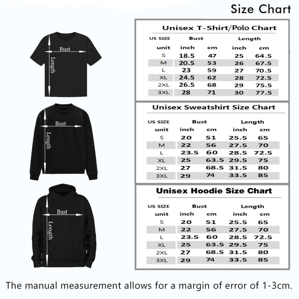Size Chart for Embroidered Shirts | Laughinks