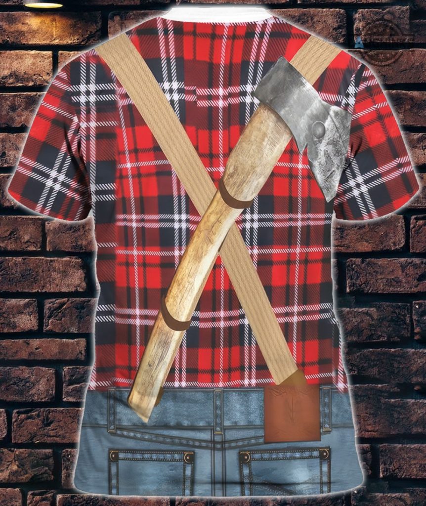 Lumberjack Costume All Over Printed Flannel Axe Lumberjack Cosplay Halloween T Shirt Sweatshirt