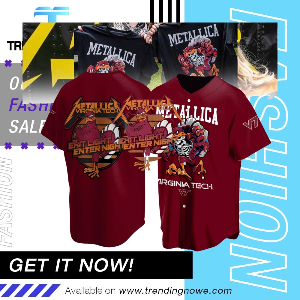 Virginia Tech Hokies Metallica Exit Light Enter Night Baseball Jersey | Trendingnowe | 2025 ...